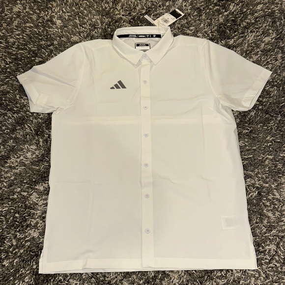 adidas | Shirts | New Adidas Button Up Polo Shirt In White | Poshmark